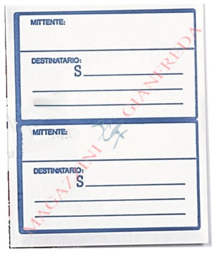 SGR1 - BUSTA DI ETICHETTE MARKIN COD. 1 MITTENTE / DESTINATARIO, SU ...
