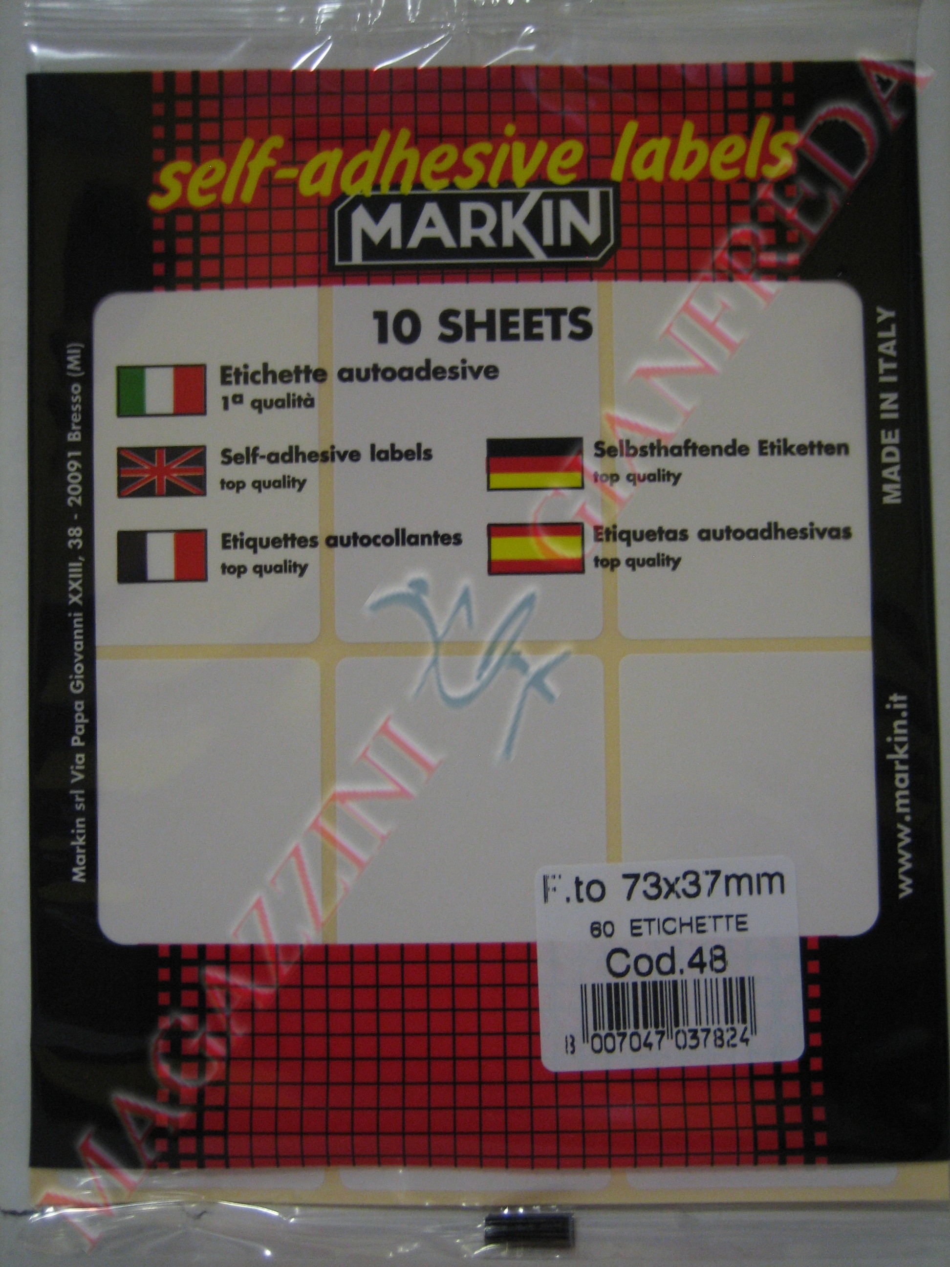 SGR48 - BUSTA DI ETICHETTE MARKIN COD. 48 F.TO IN MM 73 X 37 - MARKIN